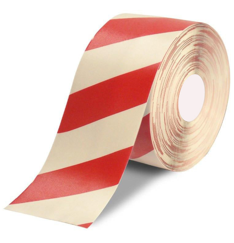 Marquage au sol zebra rouge et blanc adhésif 150mm - Solutions-pros.com